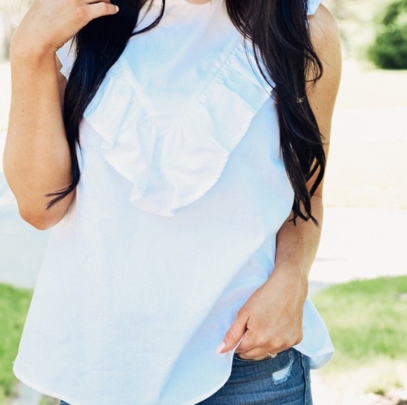 Blushing Heart | Tops | New White Ruffle Top | Poshmark